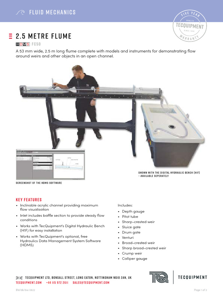 FC50-2.5-Flume-Datasheet | PDF | Hydraulic Engineering
