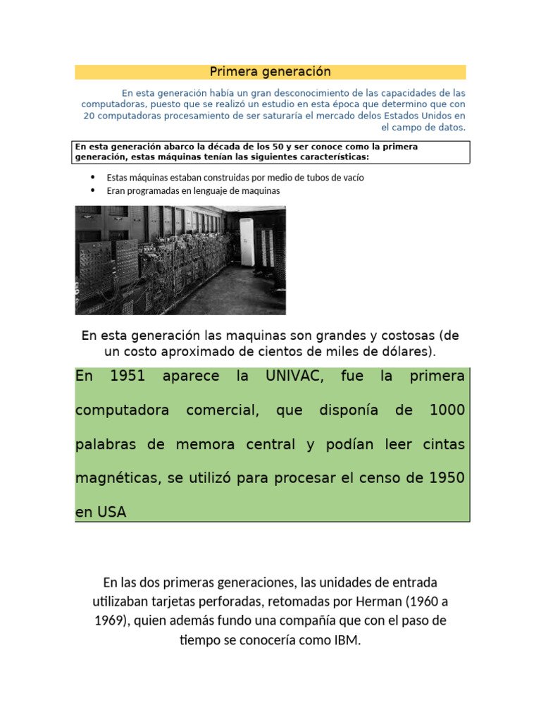 computadoras primera generacion | PDF