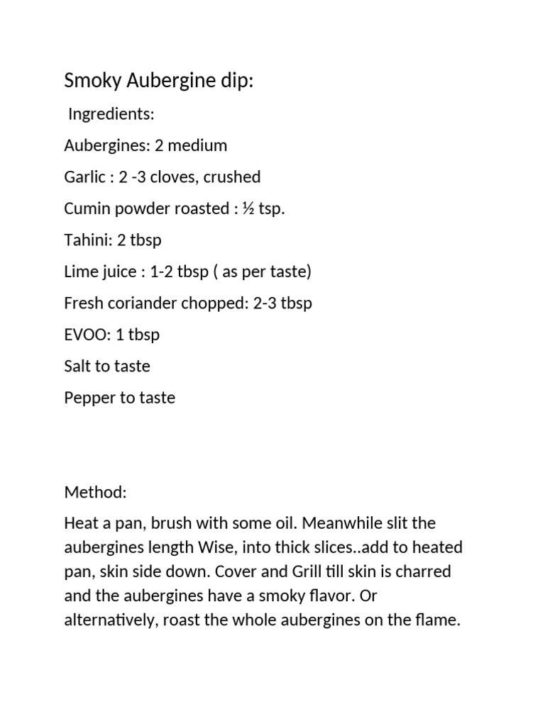 Smoky Aubergine dip | PDF