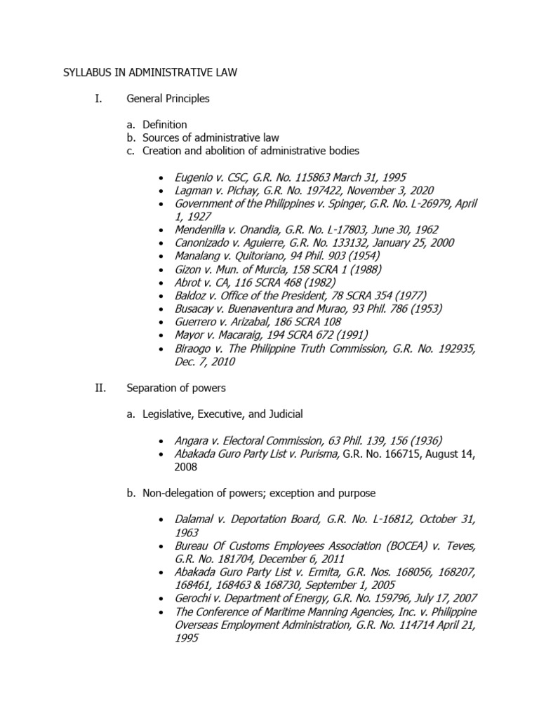 Administrative Law Syllabus Overview | PDF | Political Law | Government