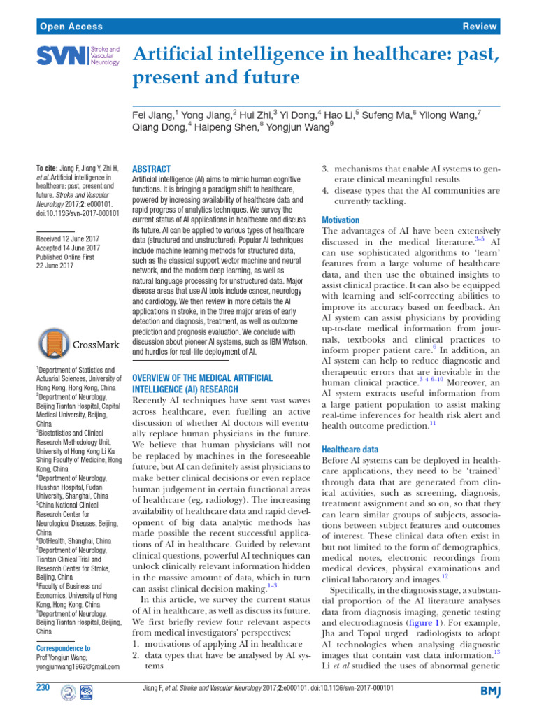 Artificial intelligence in healthcare past, present and future | PDF ...