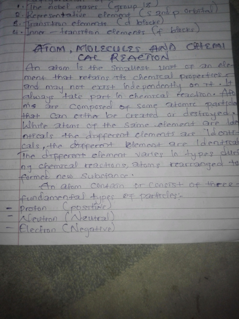 Atom, Molecules and Chemical Reaction | PDF