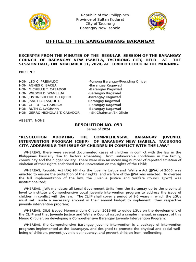 10 Republic-of-the-Philippines-Resolution-bcpc | PDF | Juvenile Delinquency | Justice