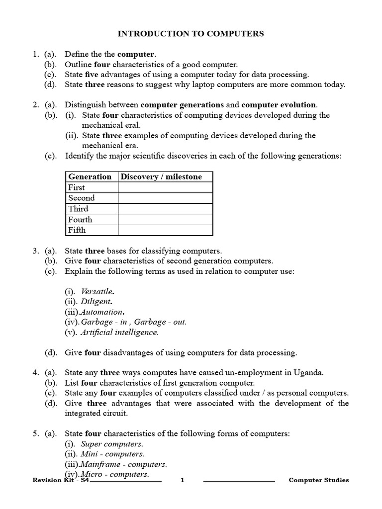 S.3 Computer Revision Qns | PDF | Computer Keyboard | Manufactured Goods