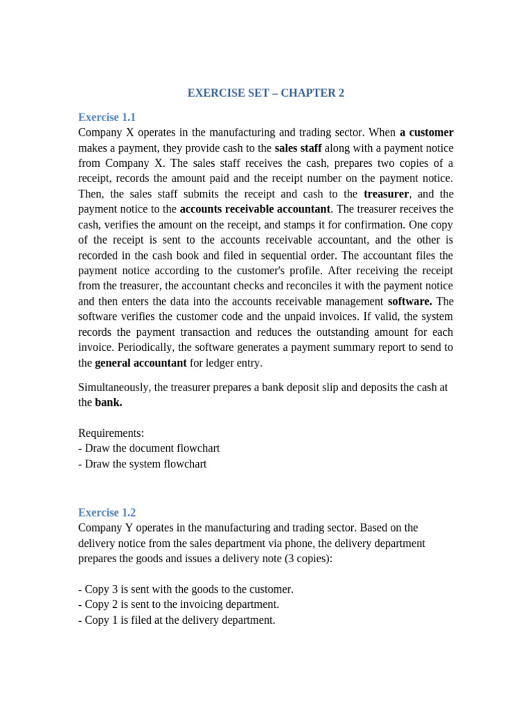 Exercise Set - Chapter2 | PDF | Receipt | Cash