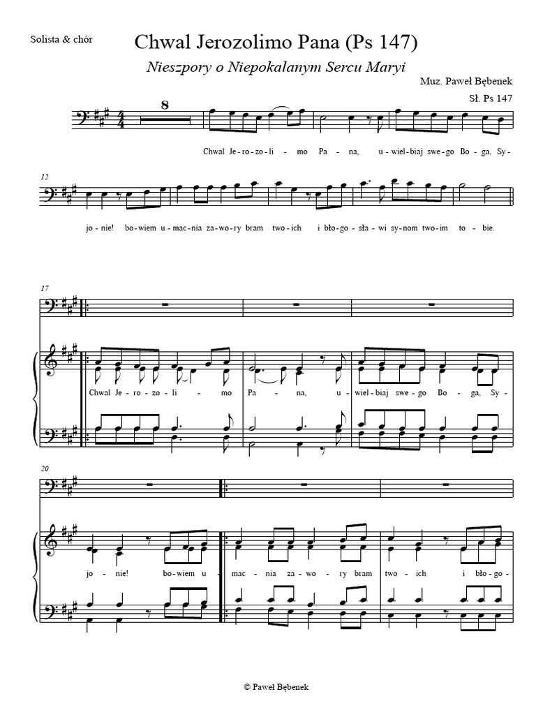Chwal Jerozolimo Pana - Solista & Chór | PDF