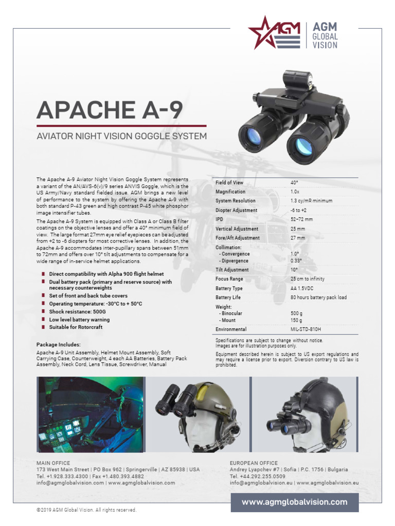 AGM Apache A-9 Datasheet v1 | PDF | Electromagnetic Radiation | Optical ...