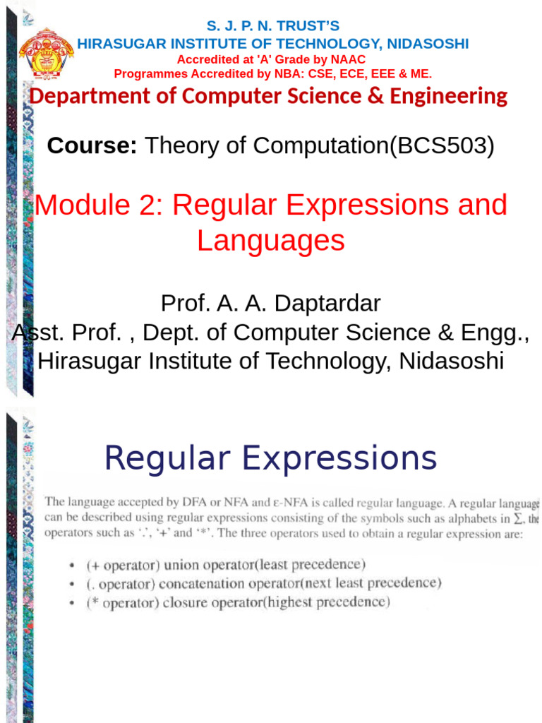 Module-2 Regular Expressions | PDF | Regular Expression | Mathematics