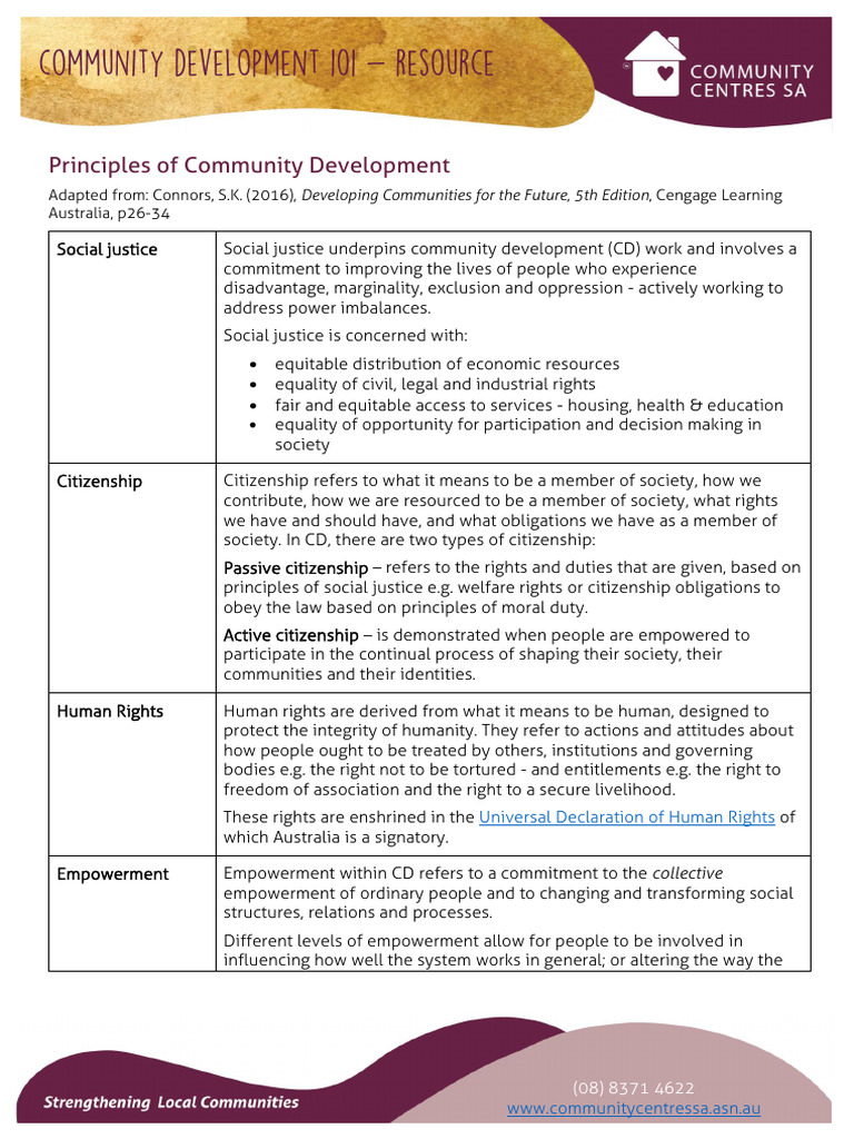 Principles of Community Development | PDF | Sustainability | Rights