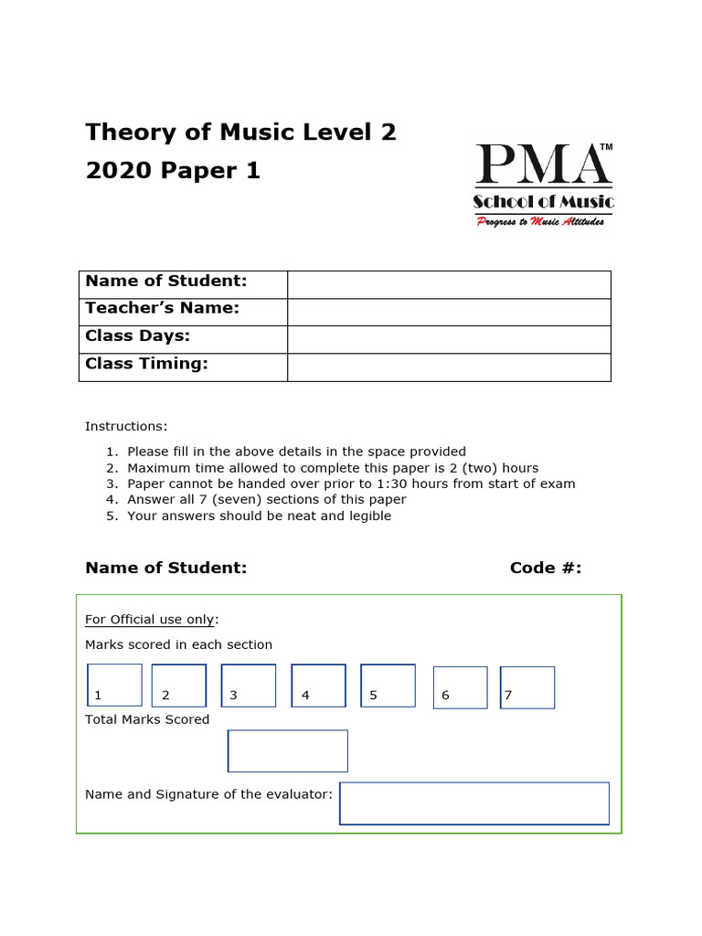 PMA Level 2 Exam Paper 1 2020 | PDF