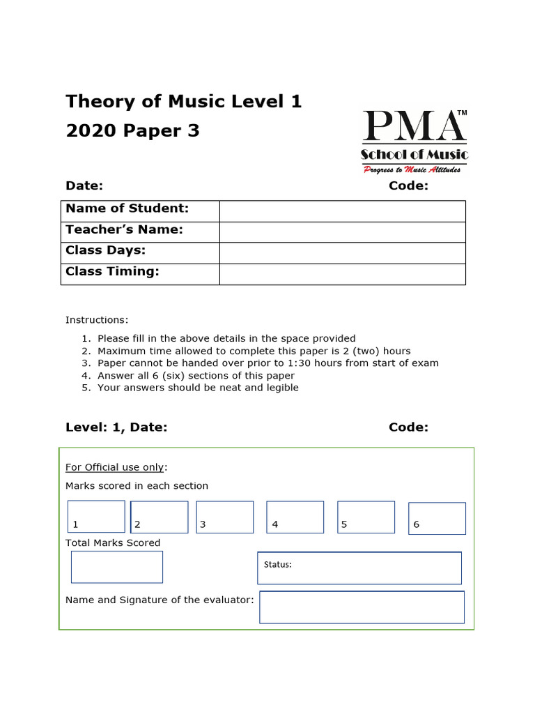 PMA Level 1 Exam Paper 3 2020 | PDF