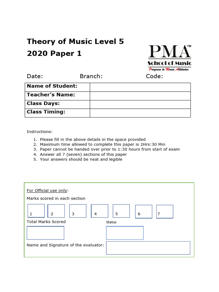 PMA Level 5 Exam Paper 1 2020 | PDF