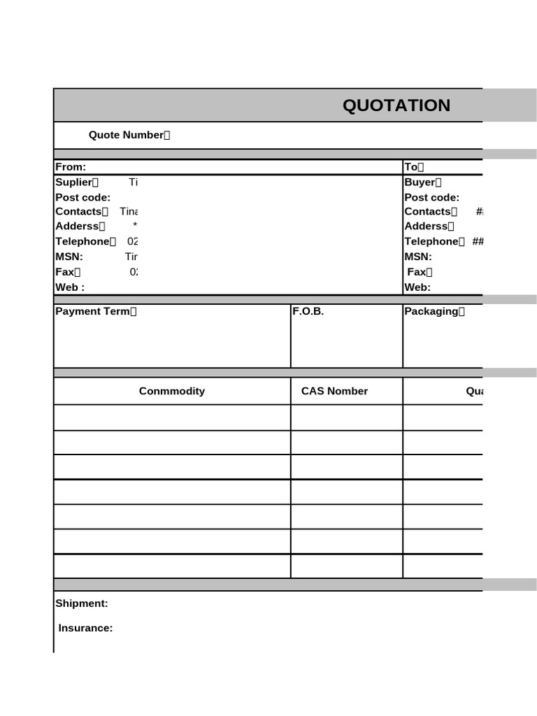 Quotation Sheet | PDF