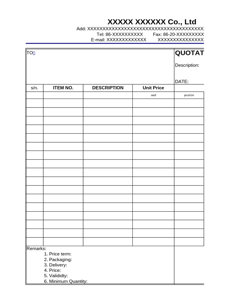 Quotation Sheet | PDF