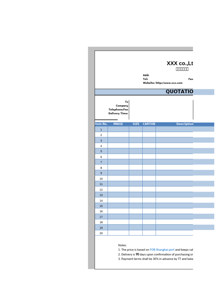 Quotation Sheet | PDF