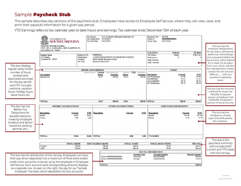 Sample SC Paystub | PDF | Paycheck | Social Security (United States)