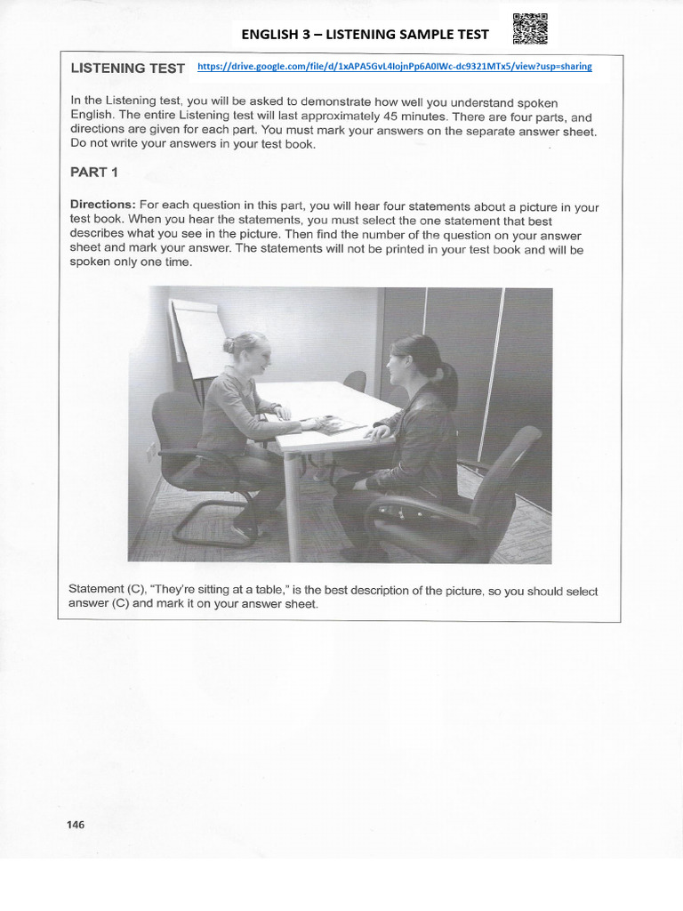 English 3 Listening Test Sample | PDF