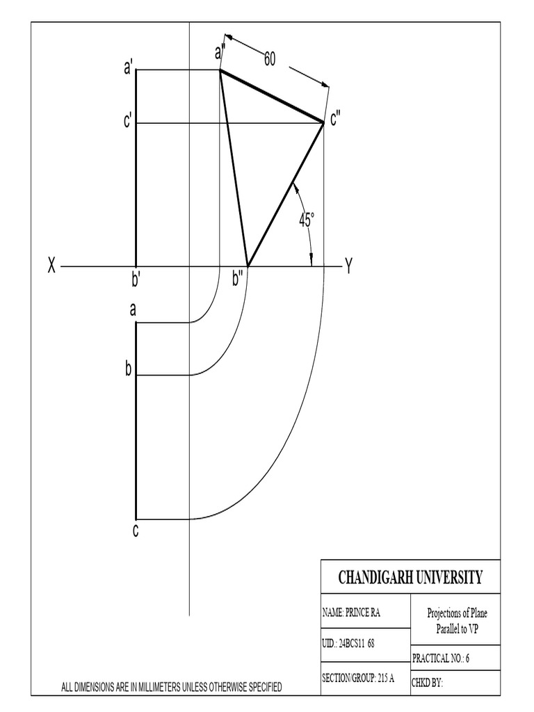Projections of Plane: Practical No. 6 | PDF