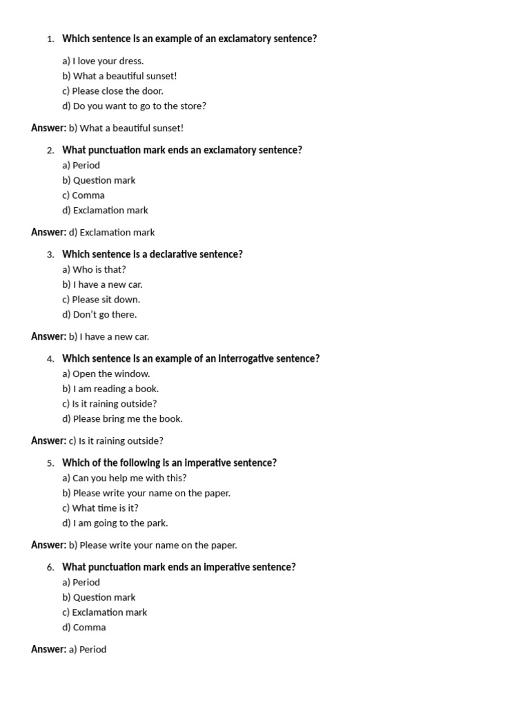 Understanding Exclamatory Sentences | PDF | Sentence (Linguistics ...