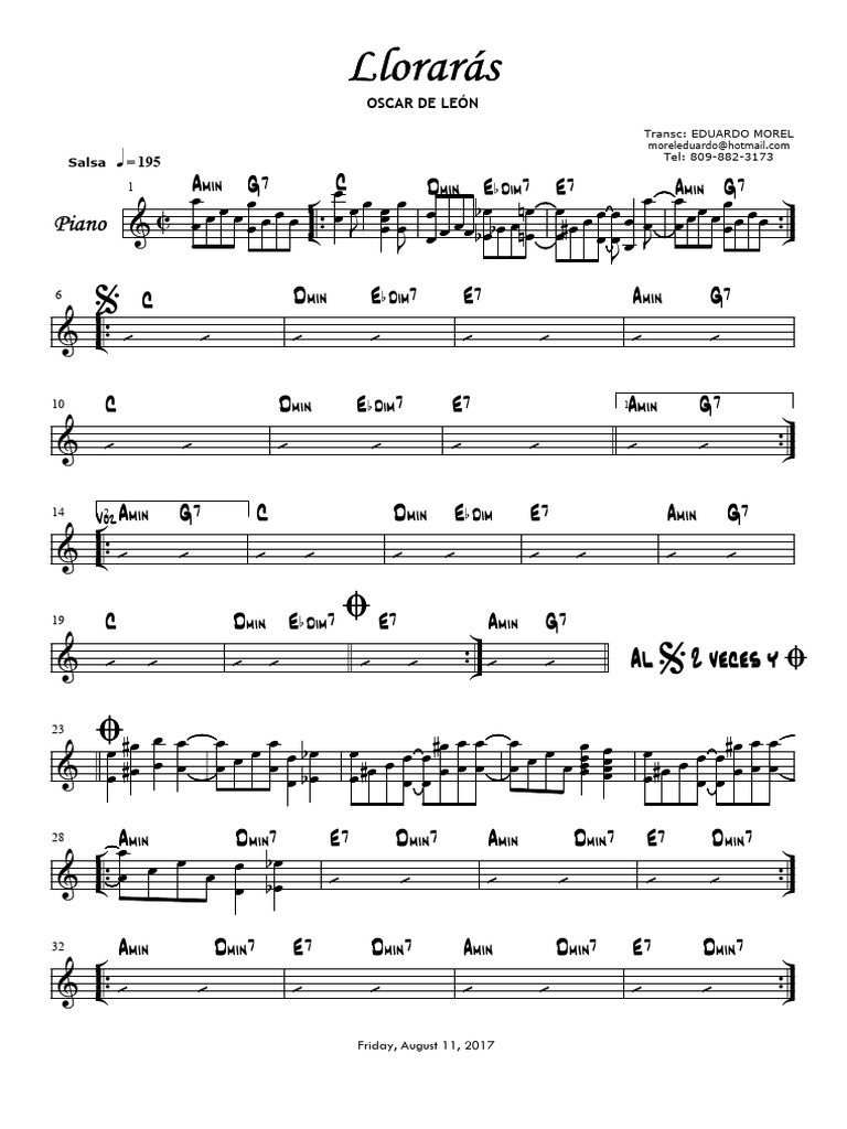 Llorarás Piano | PDF
