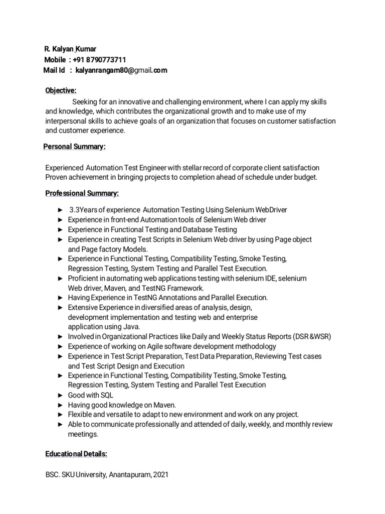 Kalyan Automation Testing | PDF | Software Testing | Selenium (Software)
