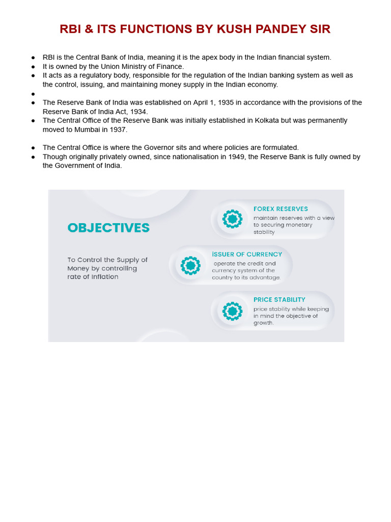 RBI and Its Roal in Indian Economy | PDF | Reserve Bank Of India | Banks