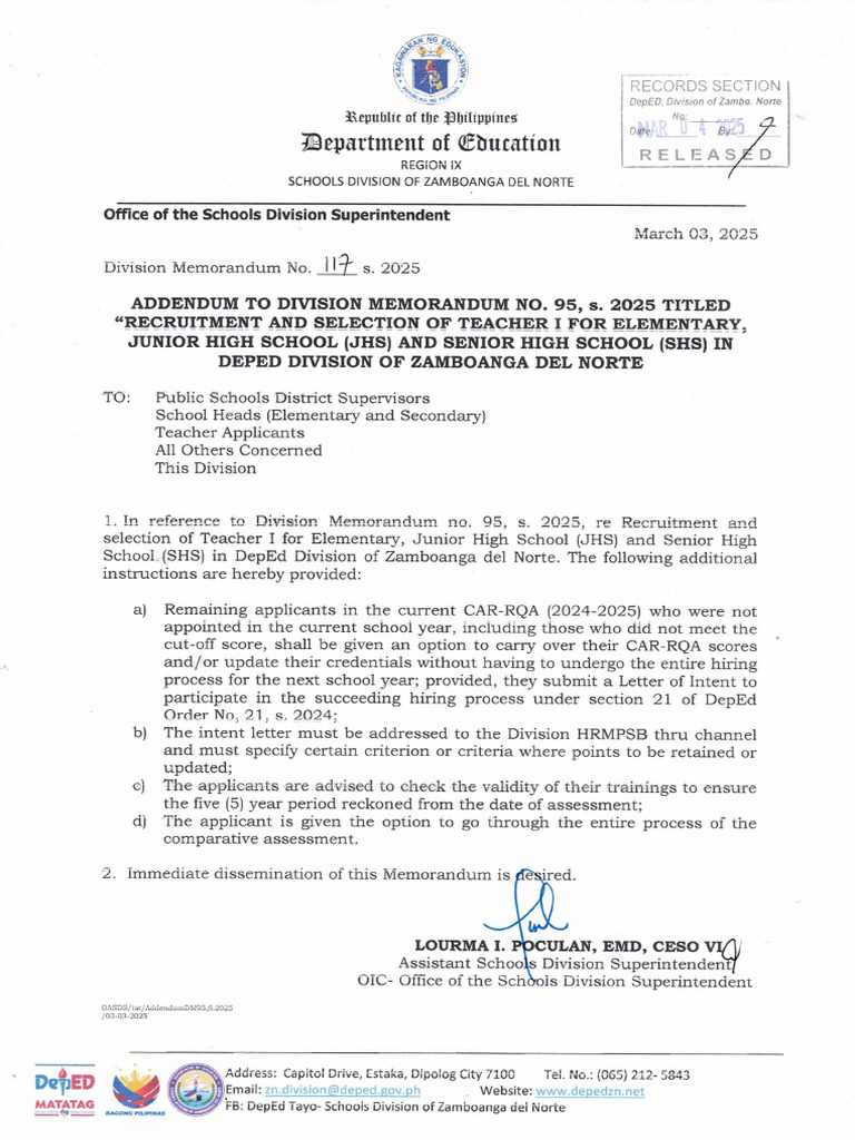 DM No 117s 2205 | PDF