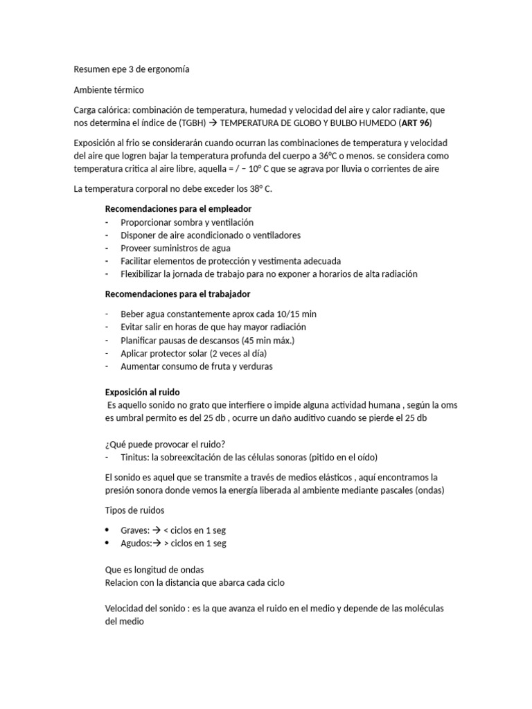 Ergonomía Kine | PDF | ruido | Temperatura