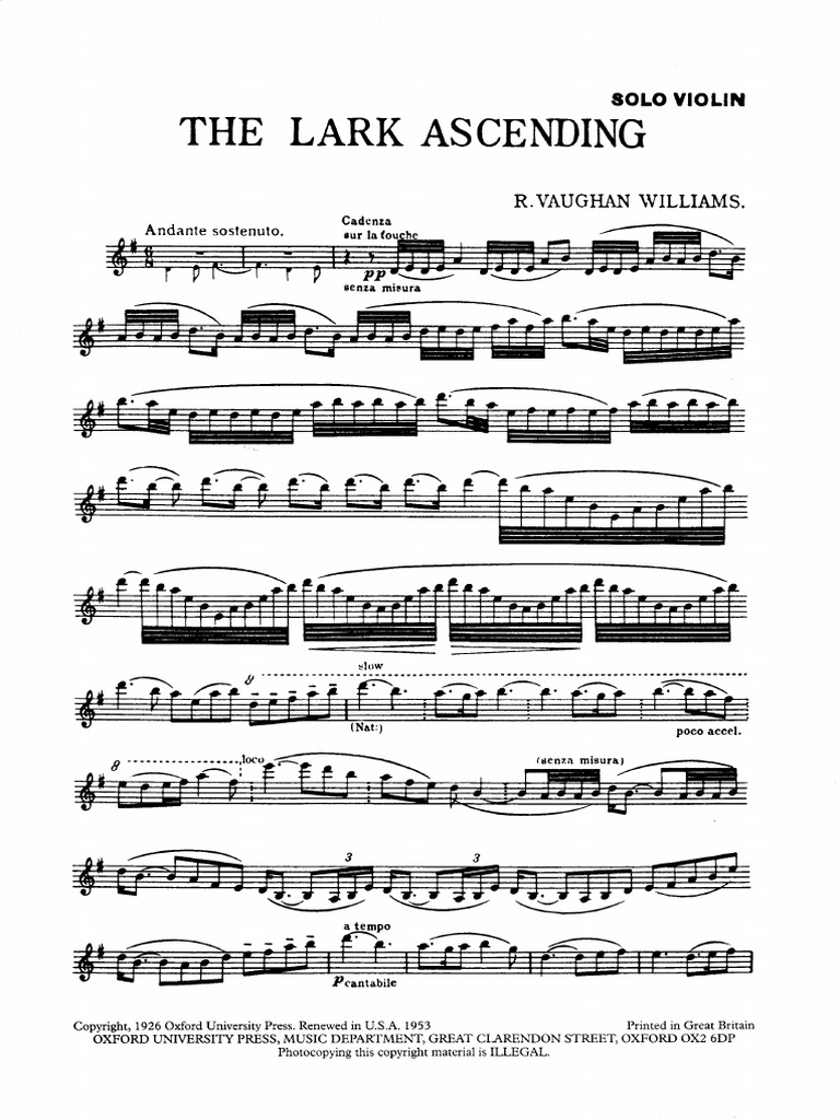 The Lark Ascending For Violin | PDF