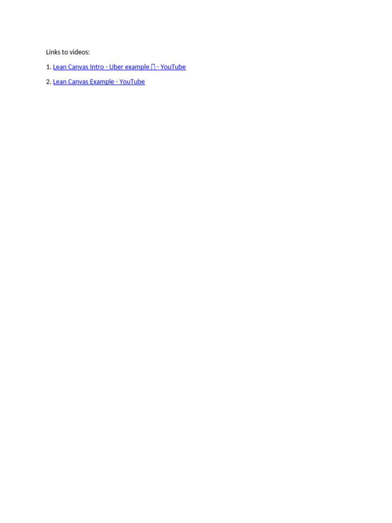 Link-Videos-Tutorial On Lean Canvas | PDF