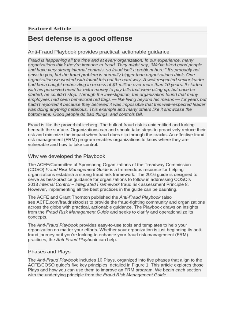 Anti-Fraud Playbook | PDF | Risk | Risk Assessment