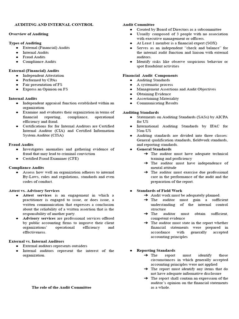 Pracise Reviewer | PDF | Internal Control | Audit