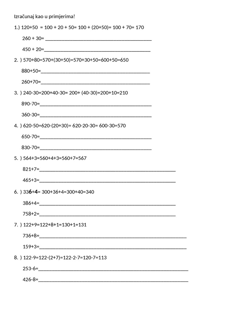 Priprema Za Kontrolni Rad Mat 4. Razred | PDF