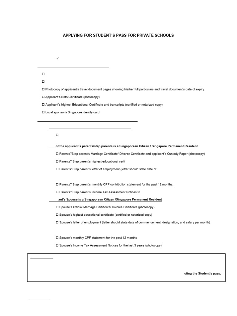 Student Pass Application Document Checklist | PDF | Photocopier | Birth ...