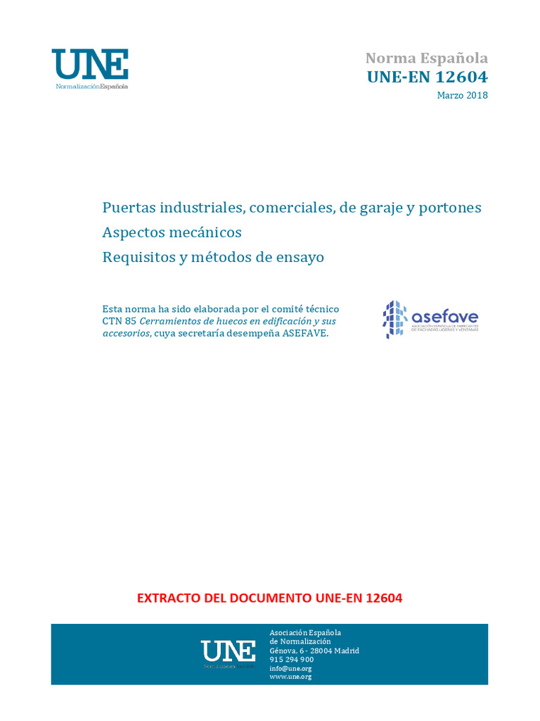 Norma UNE-EN 12604: Puertas y Portones | PDF | Acero
