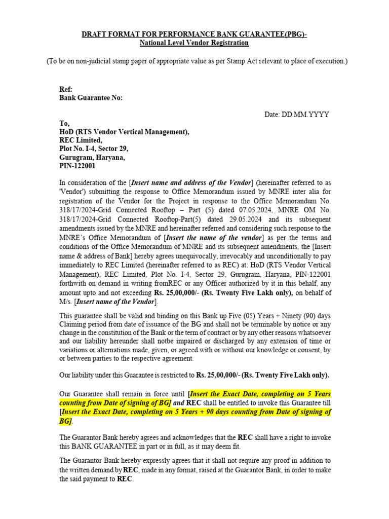 Performance Bank Guarantee Formats | PDF | Business Law | Civil Law ...