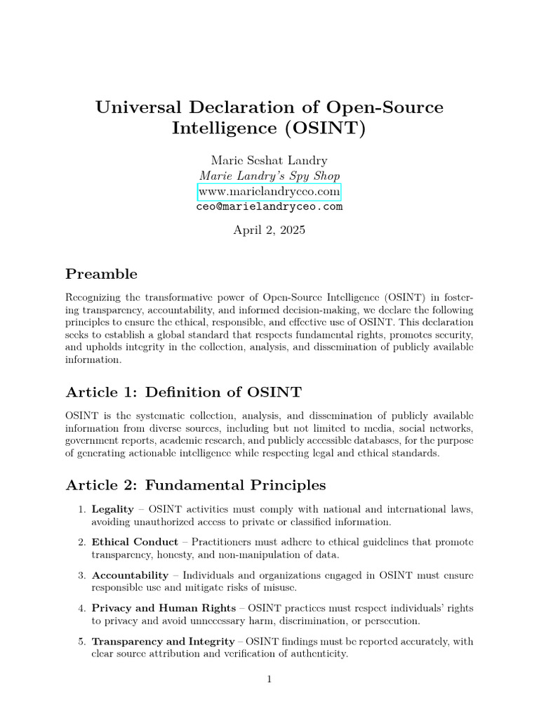 Universal Declaration of Open-Source Intelligence (OSINT) | PDF ...