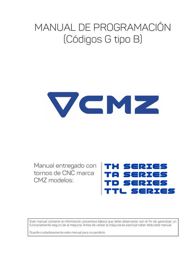 Manual de Programación CNC CMZ TX | PDF | Metalurgia | Ingeniería mecánica