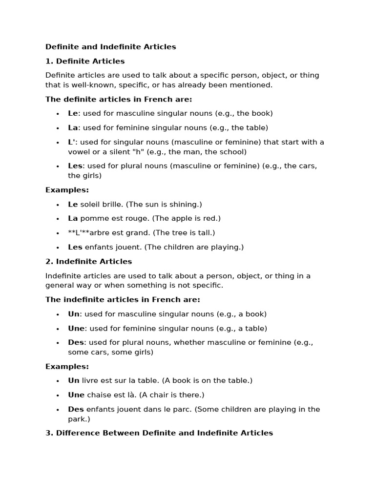 Definite and Indefinite Articles | PDF