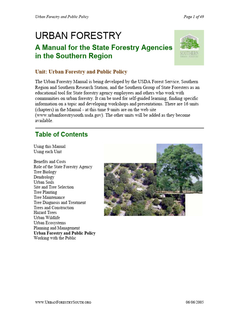 Urban Forestry Public Policy Guide | PDF | Forestry | Policy