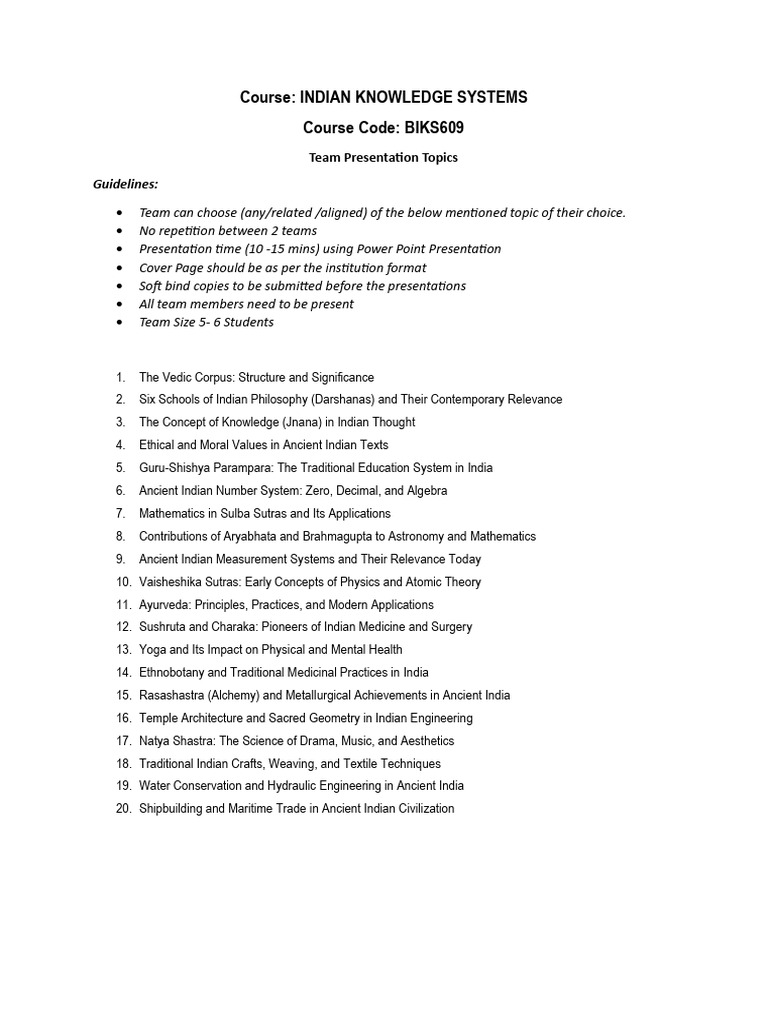 Team Presentation Topics On Iks Pdf