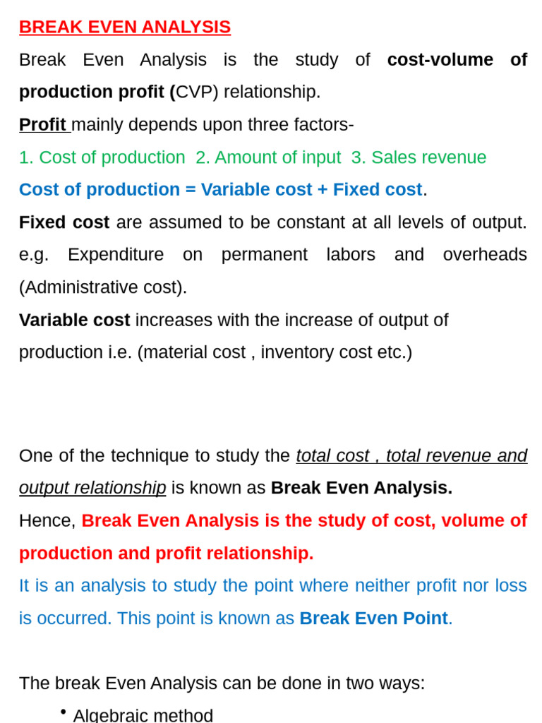 Unit 5 Break Even Analysis | PDF | Financial Accounting | Economics