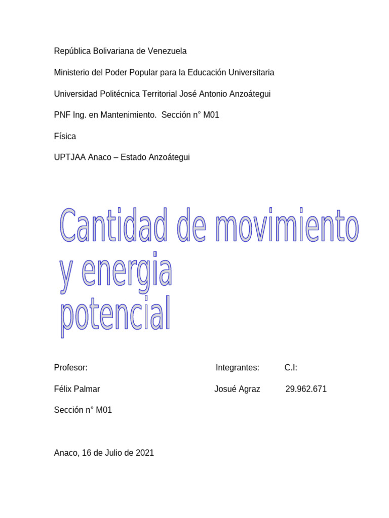 Física: Movimiento, Energía e Impulso | PDF | Impulso | Fuerza