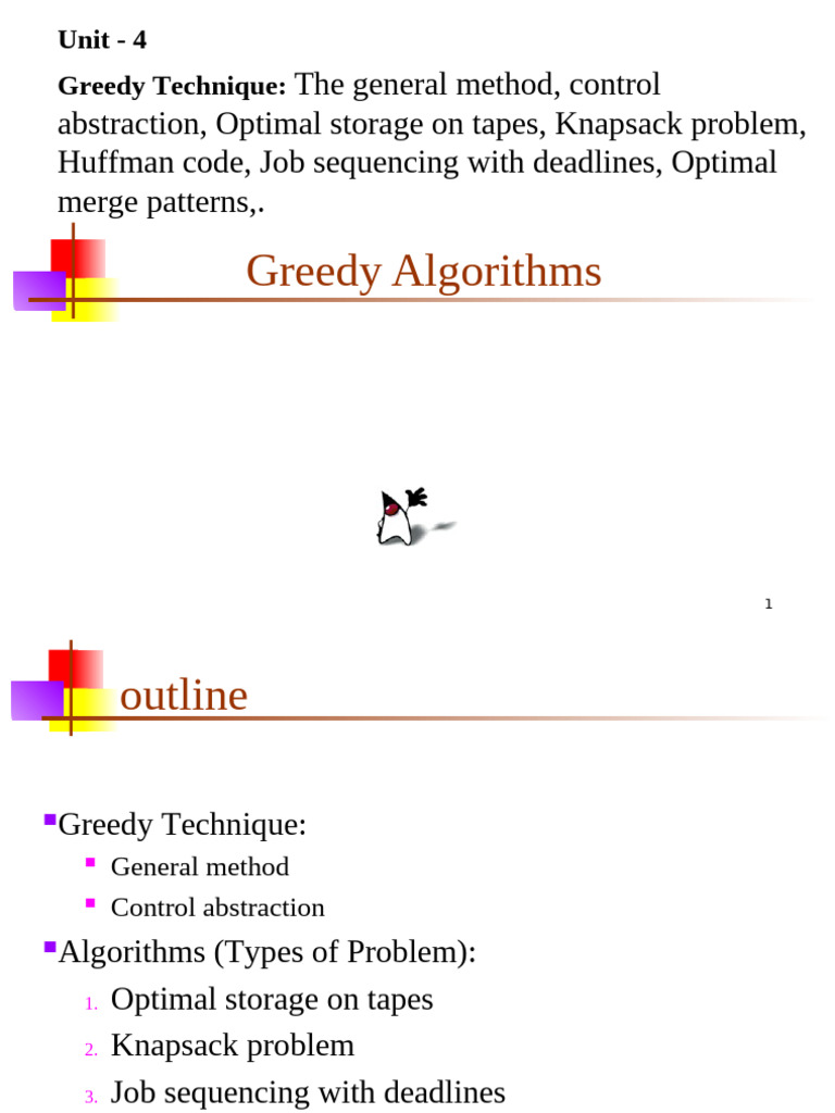 Unit - 4 Greedy Technique - Updated | PDF | Mathematical Optimization | Computer Programming