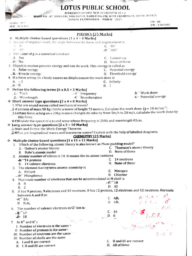 9th Final Exam Question | PDF