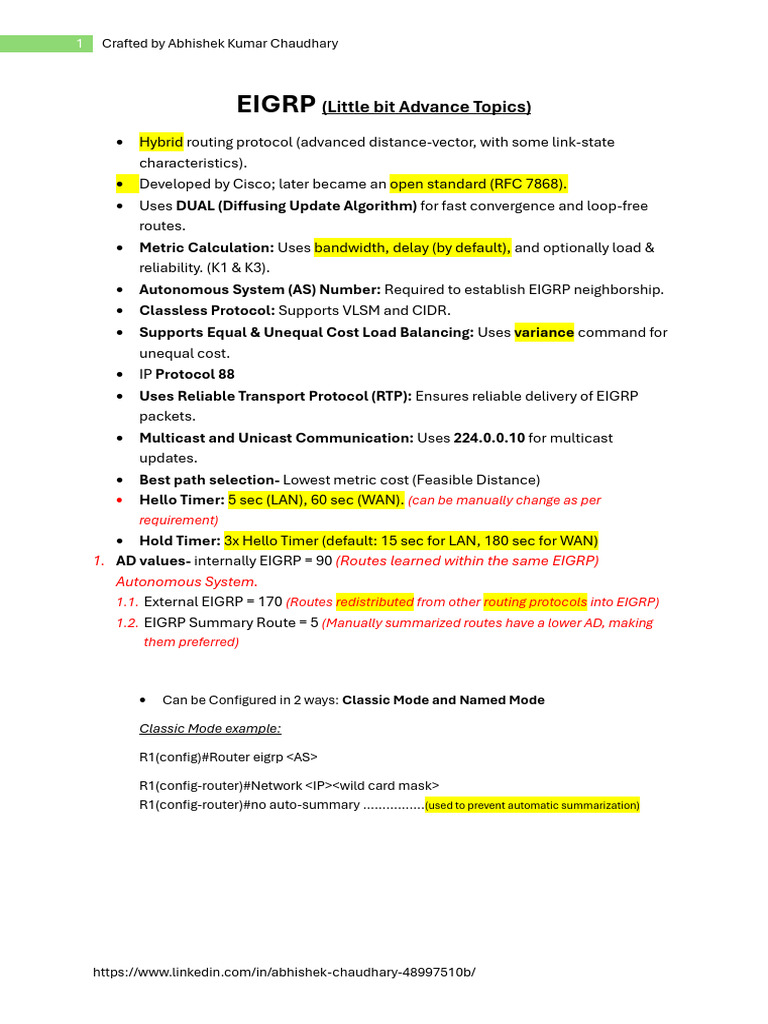 EIGRP (More Than Detailed) | PDF | Routing | Computer Science