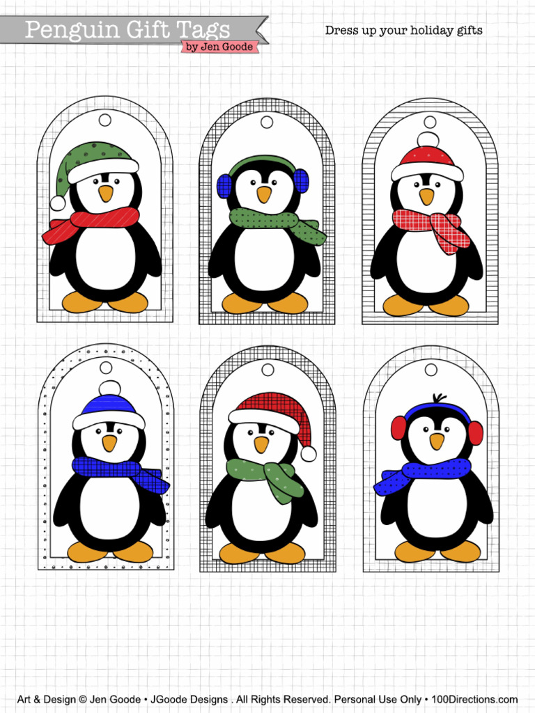 Christmas Penguin Gift Tags 6set Jen Goode | PDF