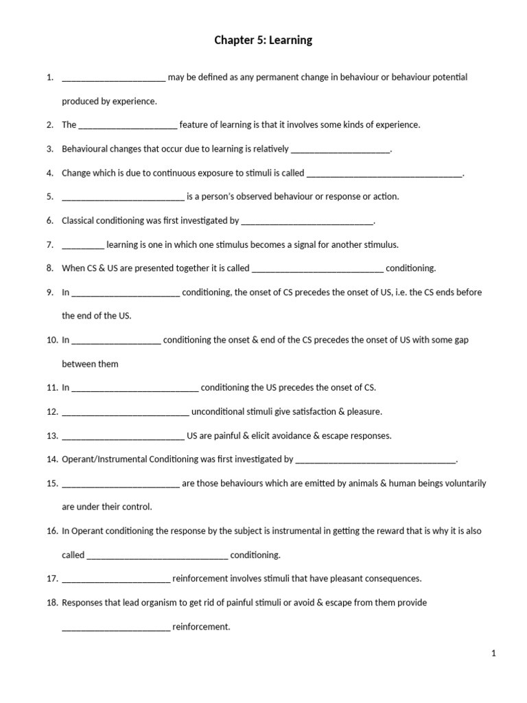 Chapter 5 - Grade 11 - Learning | PDF | Classical Conditioning | Reinforcement