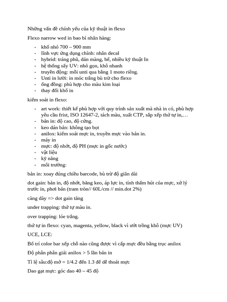 Những Vấn Đề Chính Yếu Của Kỹ Thuật in Flexo | PDF