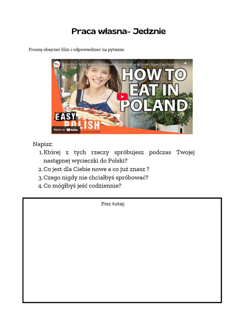 Jedzenie Hurra Lekcja 5 | PDF